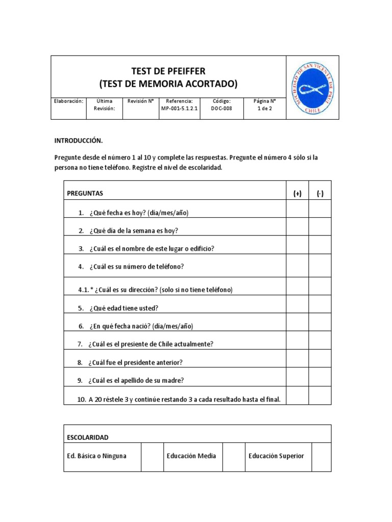 Test de Pfeiffer | PDF