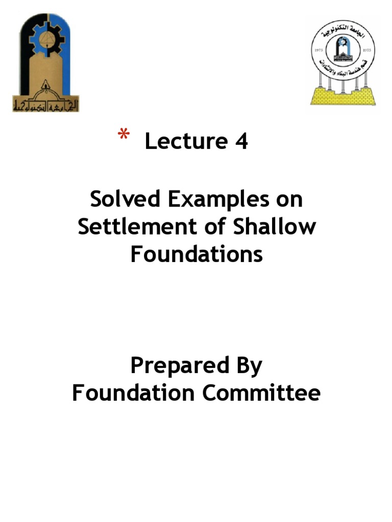 Shallow Foundation Settlement Examples | PDF | Solid Mechanics | Nature