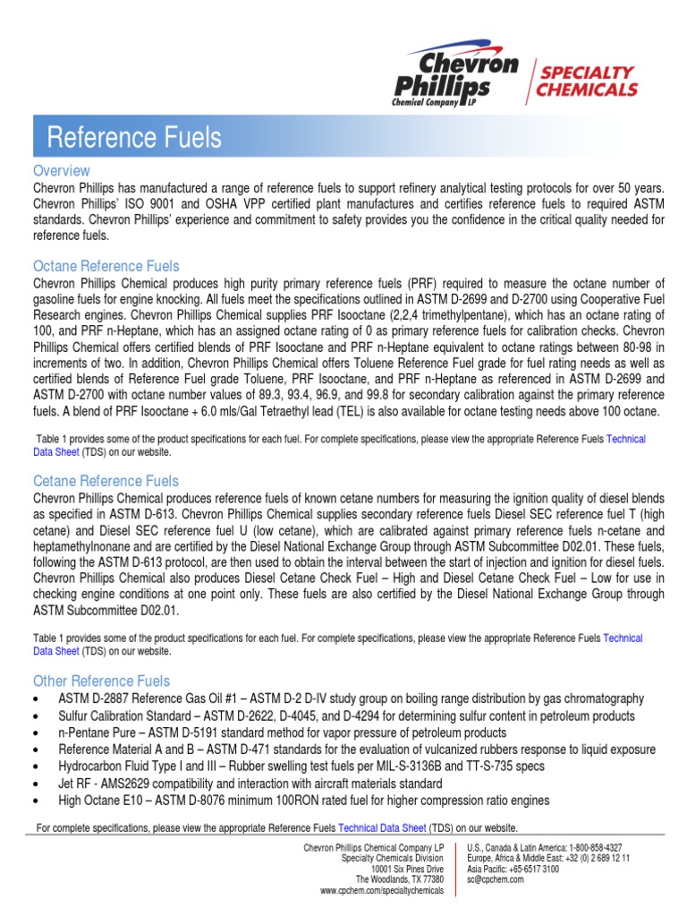 Reference Fuels TDS - 1 | PDF | Diesel Fuel | Gasoline