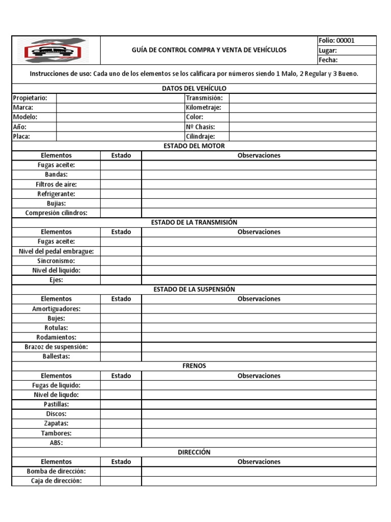 Guia de Control Compra y Venta de Vehiculos | PDF | Vehículos de ruedas ...