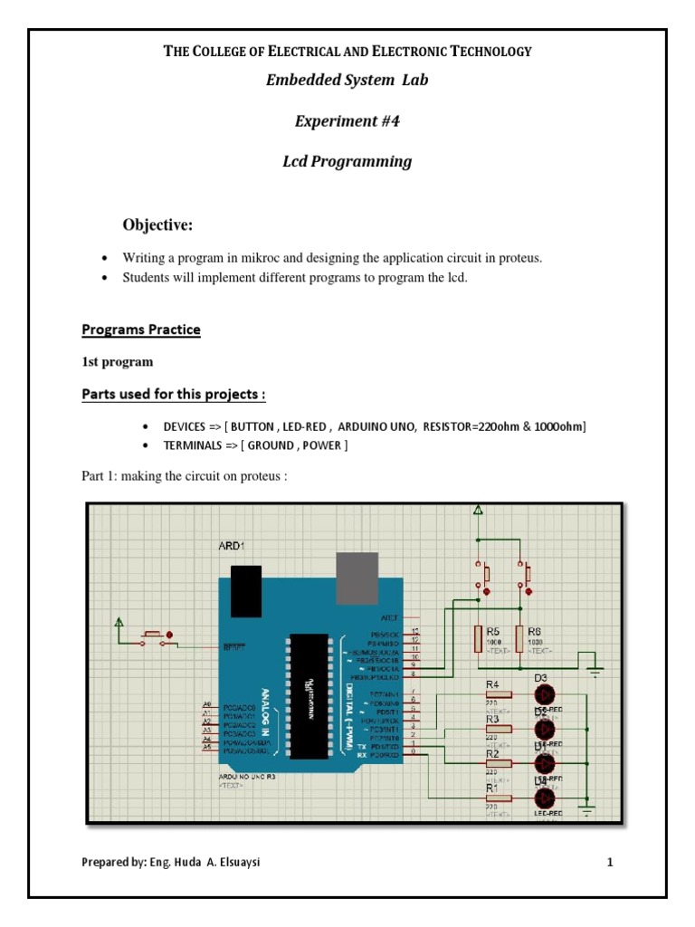 T C E E T: Embedded System Lab Experiment #4 LCD Programming | PDF ...