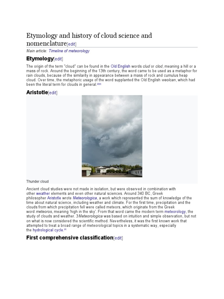 Etymology and History of Clouds | PDF | Cloud | Meteorology
