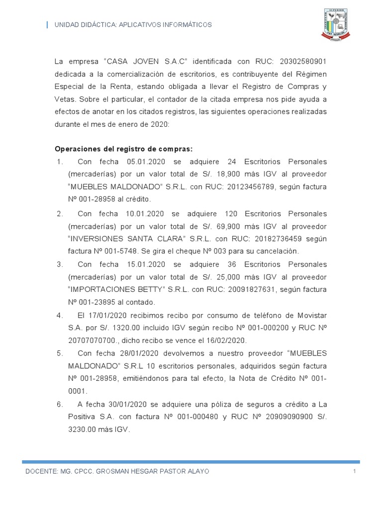 Caso Practico de Registro de Compras | PDF | Economias | Business
