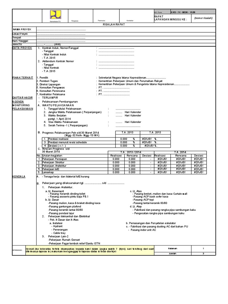 Contoh Draft Risalah Rapat | PDF