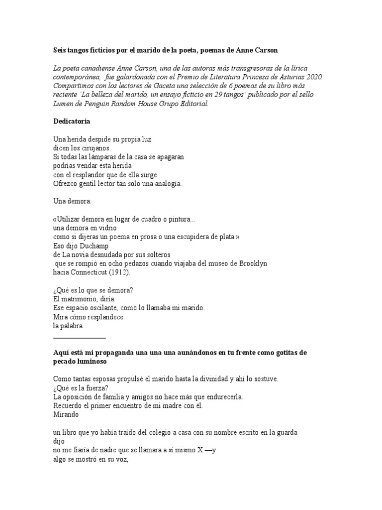 Poemas de Anne Carson | Descargar gratis PDF | infierno | Profecía