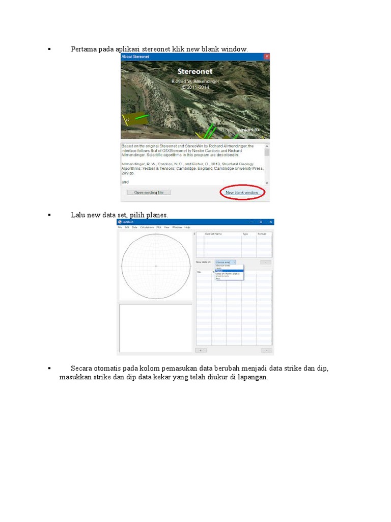 Cara Menggunakan Software Stereonet Windows | PDF