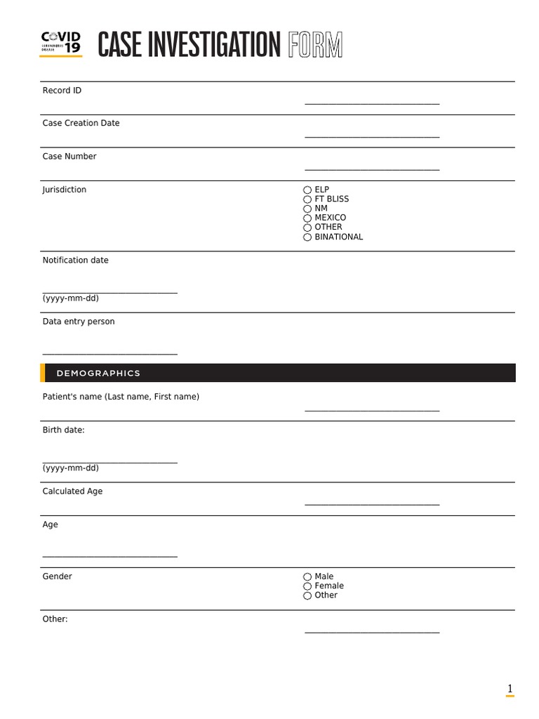 COVID-19 Case Investigation Form | Nursing Home Care | Health Care