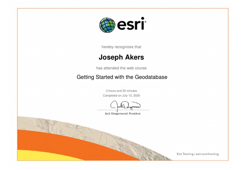 Getting Started With The Geodatabase - Certificate - 07132020 | PDF