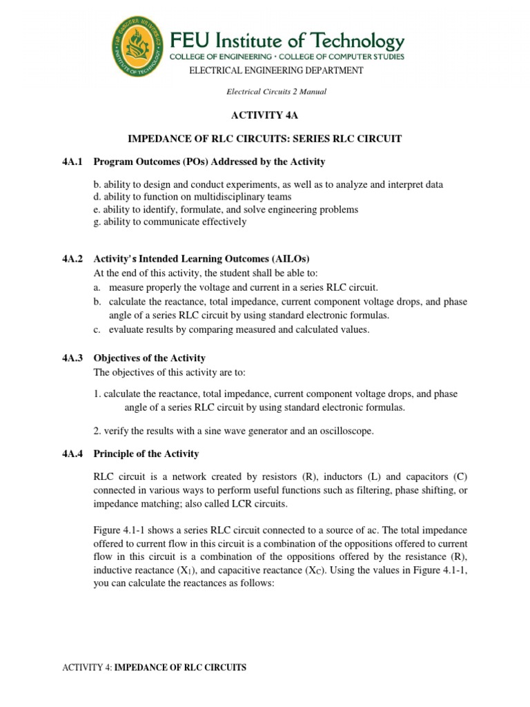 C2 Exp4.1 | PDF | Electrical Impedance | Electrical Network