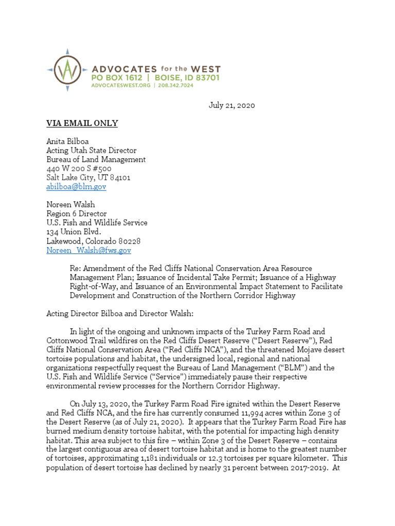 Letter Sent To BLM | PDF | National Environmental Policy Act ...
