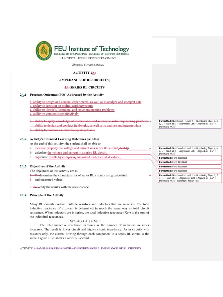 C2 Exp2.1 | PDF | Electrical Impedance | Electrical Network