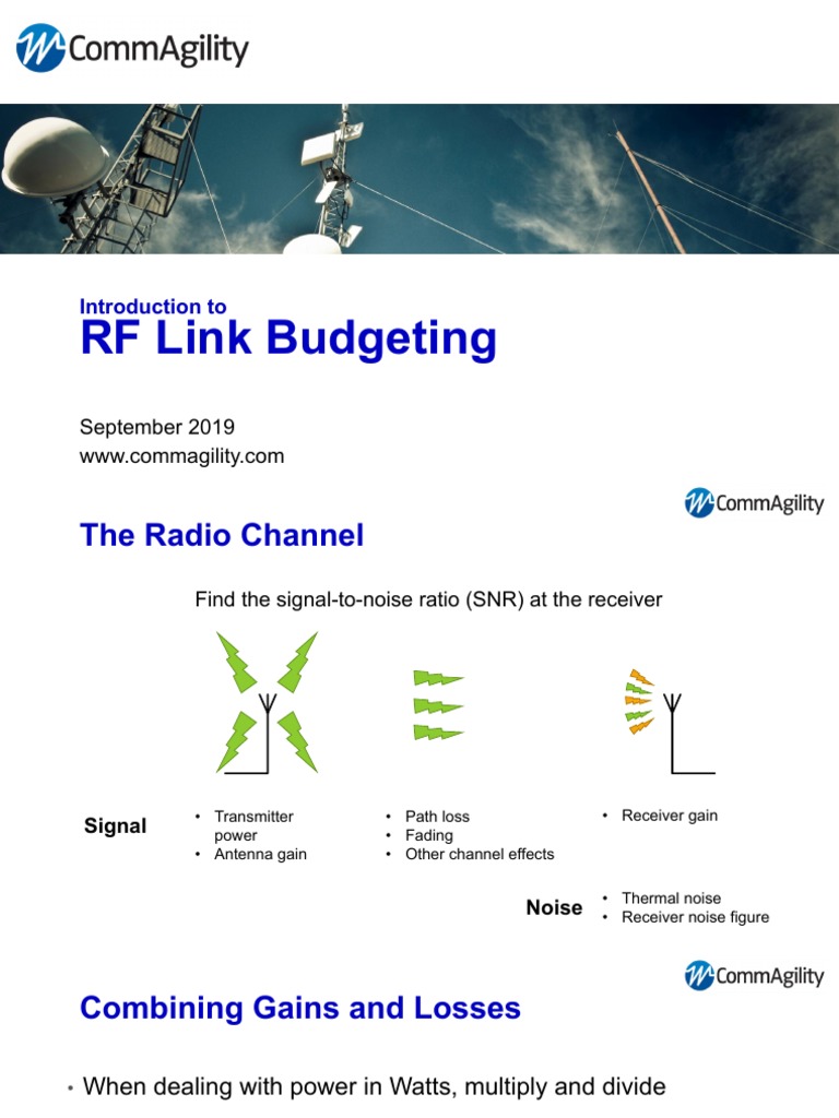 Introduction To RF Link Budgeting CommAgility | PDF | Decibel | Signal ...