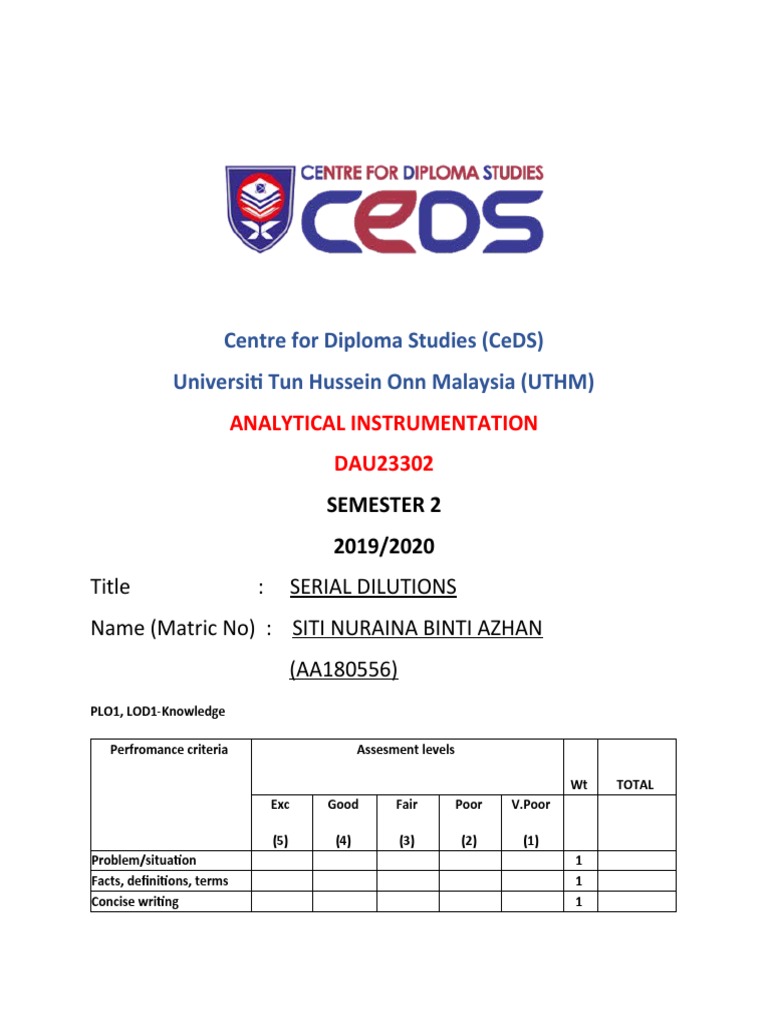 Serial Dilutions in Chemistry Lab | PDF | Solution | Concentration