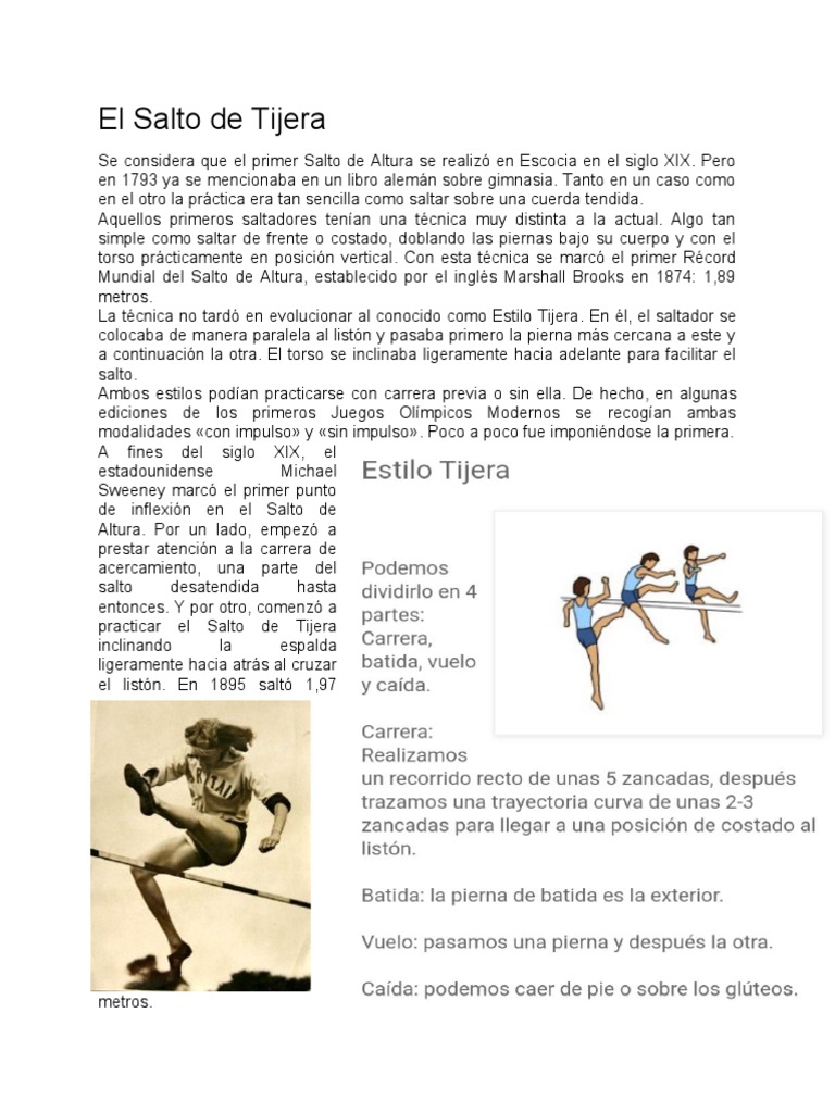 Evolución del Salto de Tijera en Atletismo | PDF
