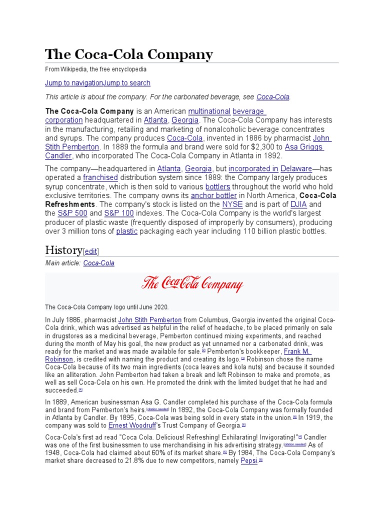 Coke Reference | PDF | The Coca Cola Company | Soft Drink