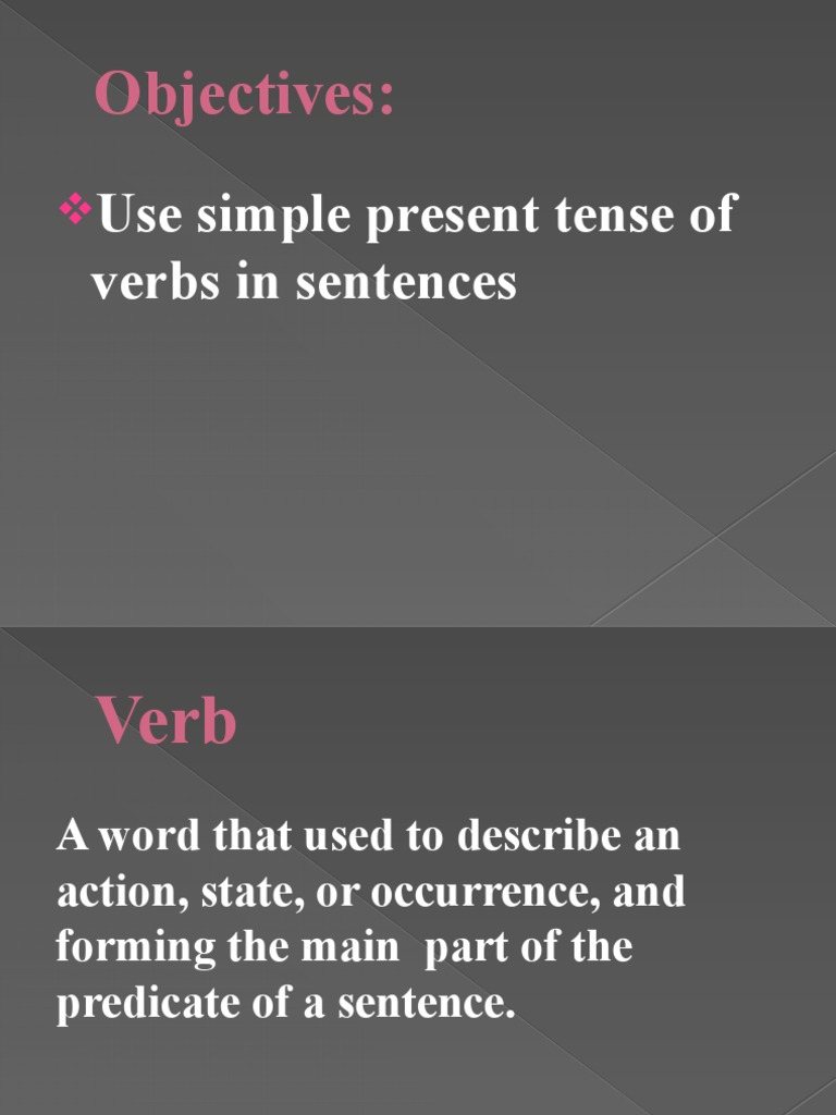 Objectives:: Use Simple Present Tense of Verbs in Sentences | Download ...
