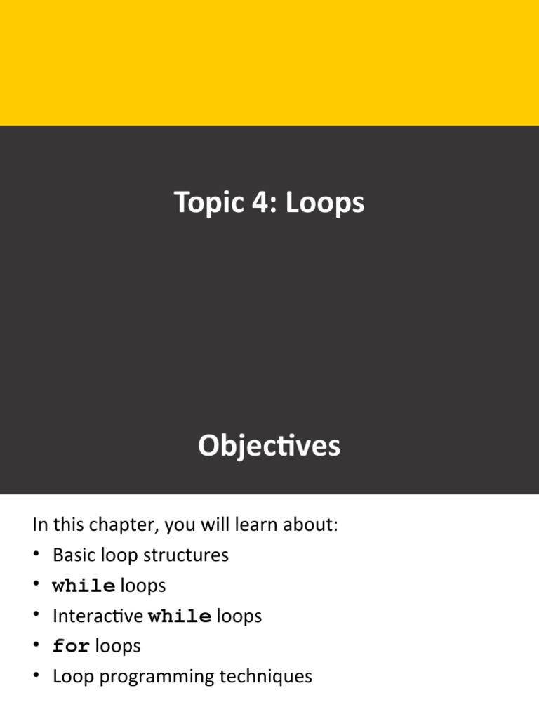 Week 6 - Loops | PDF | Control Flow | C++ Week 6 - Loops | PDF | Control Flow | C++