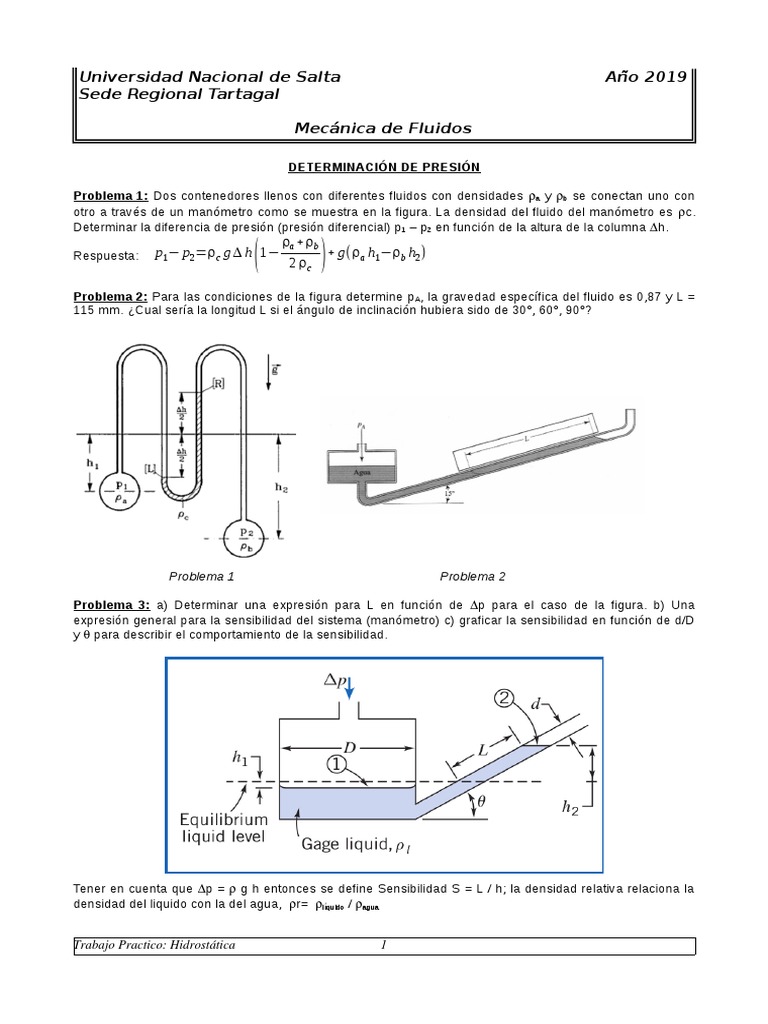 TP Hidrostatica-2019 PDF | PDF | Rotación | Presión