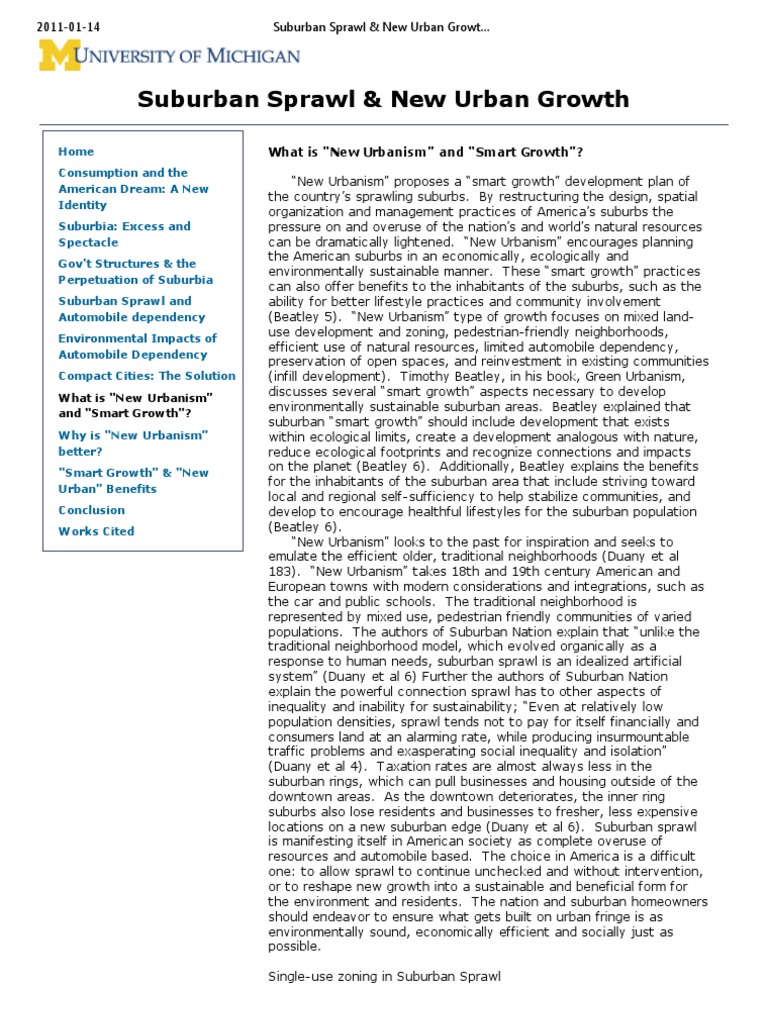Suburban Sprawl & New Urban Growth - What Is "New Urbanism" and "Smart ...