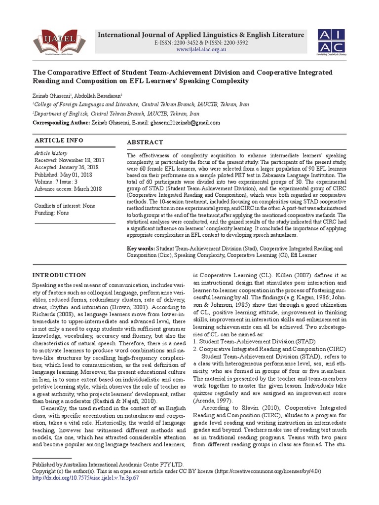 International Journal of Applied Linguistics & English Literature | PDF ...