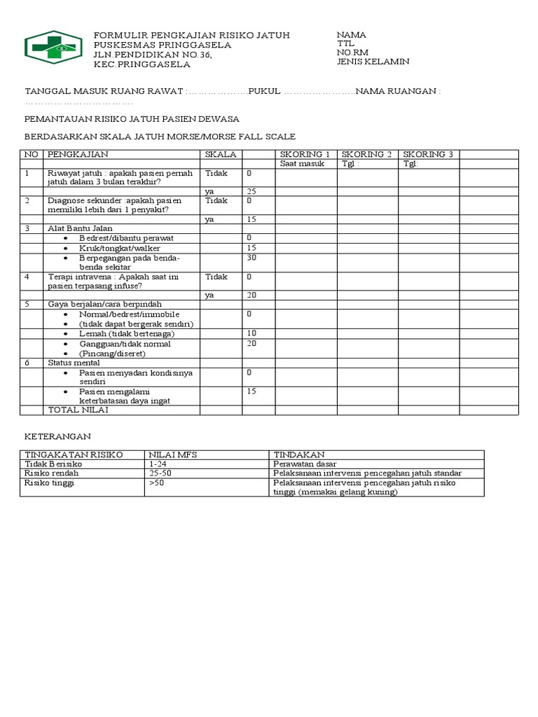 Form Risiko Jatuh Morse Fall | PDF