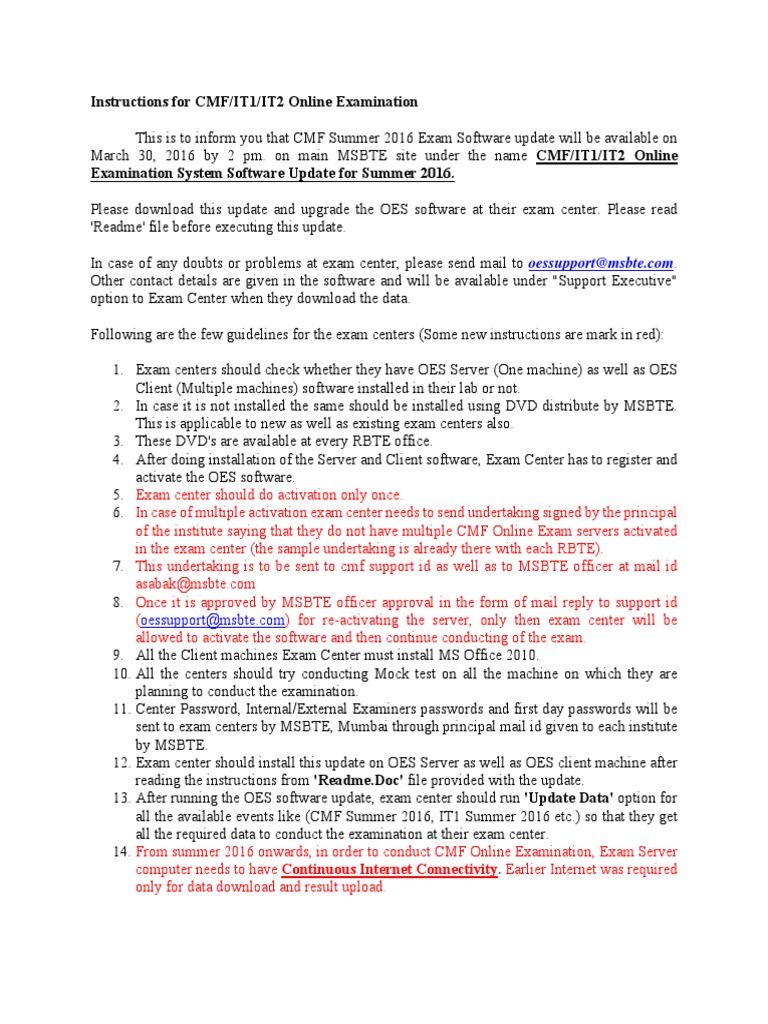Instructions For CMF/IT1/IT2 Online Examination | PDF | Server ...