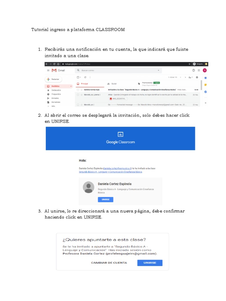 Tutorial Ingreso A Plataforma CLASSROOM | PDF