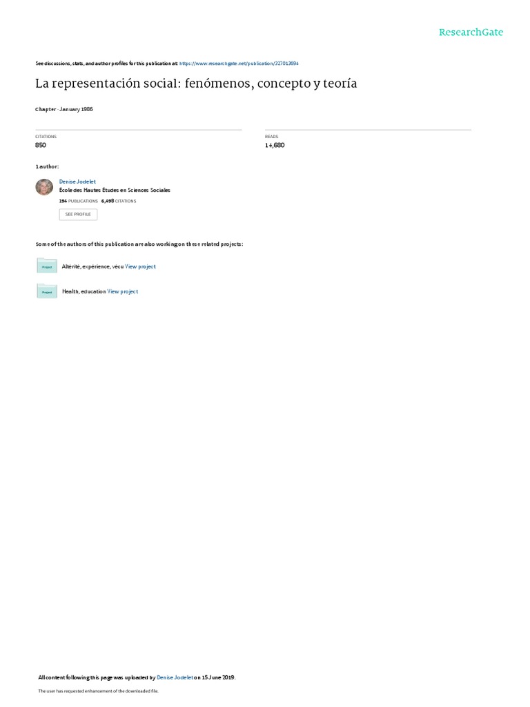 Representación social: concepto y teoría | PDF