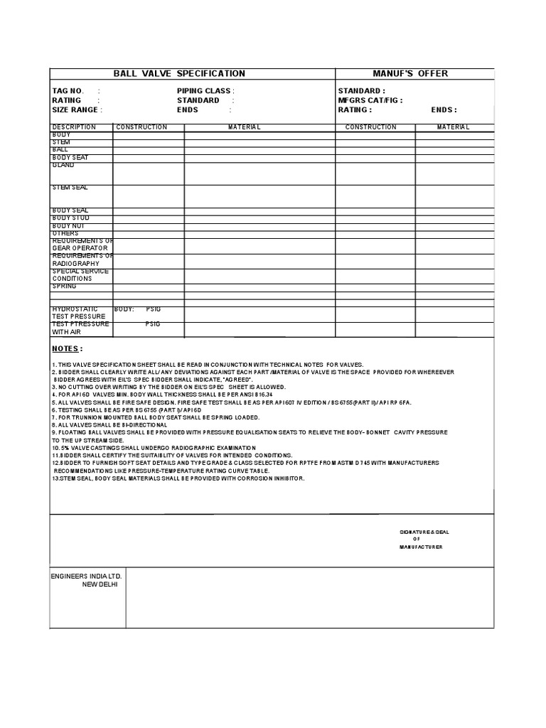 EIL - Specification Sheet | PDF | Computers | Technology & Engineering