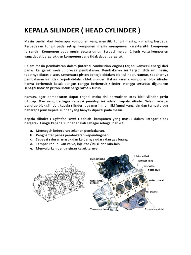Fungsi dan Komponen Penting Kepala Silinder | PDF