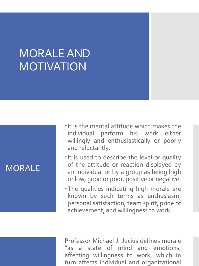 Morale and Motivation | PDF | Motivation | Motivational