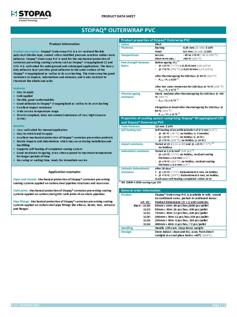 Stopaq® Outerwrap PVC: Product Data Sheet | PDF | Polyvinyl Chloride ...