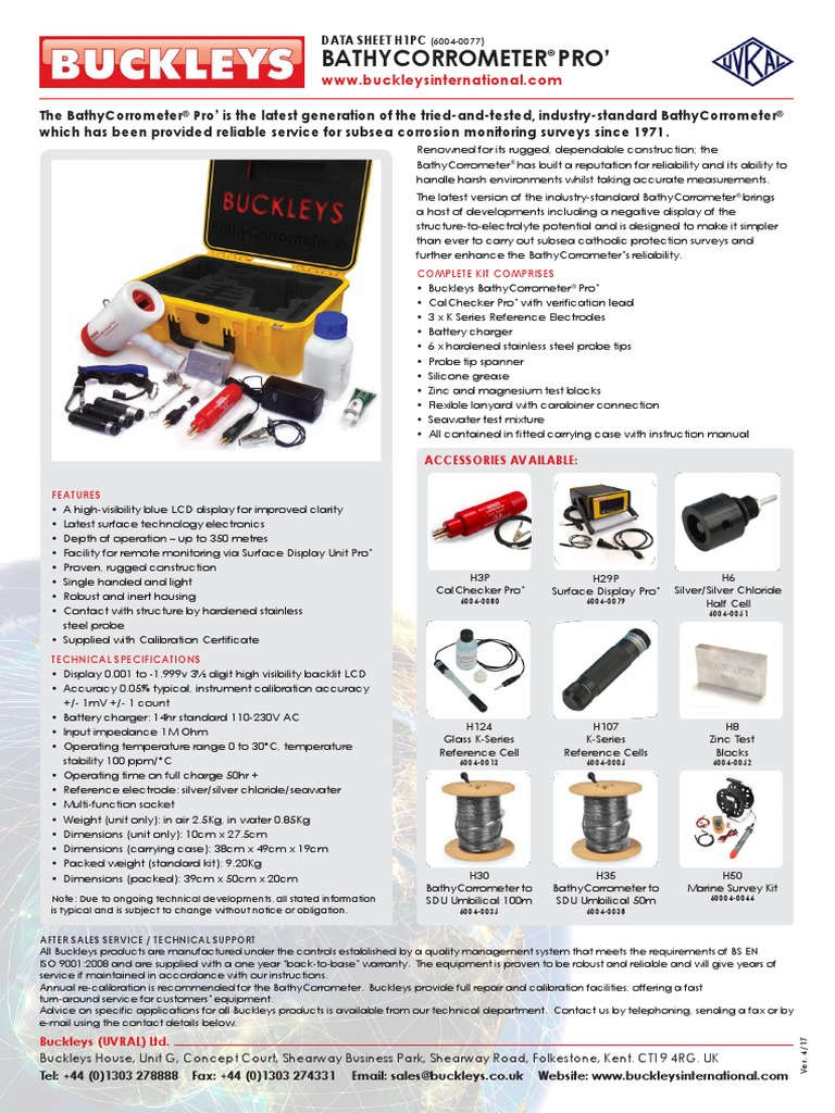 Bathycorrometer Pro': Data Sheet H1Pc | PDF | Chemistry | Nature