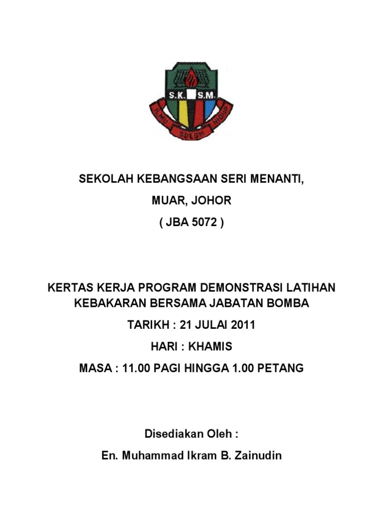 Kertas Kerja Latihan Kebakaran Bersama Bomba | PDF