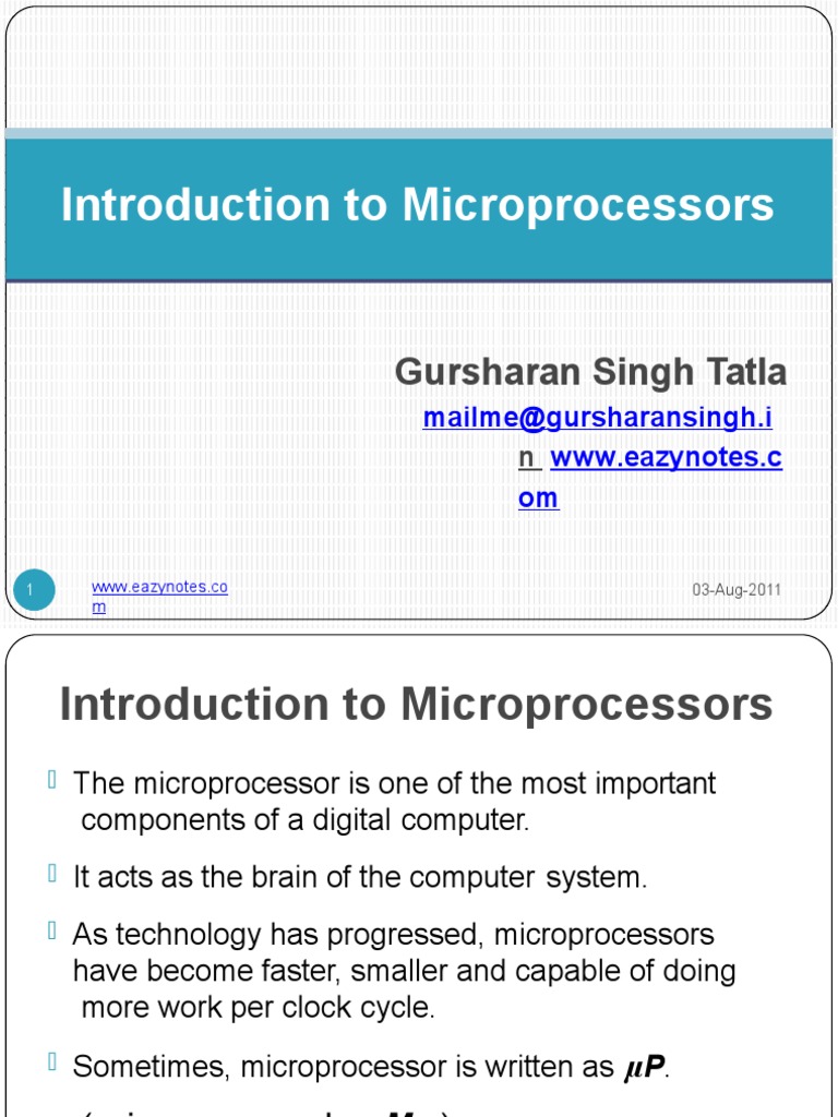 Introduction To Microprocessors: Gursharan Singh Tatla | PDF | Central Processing Unit ...