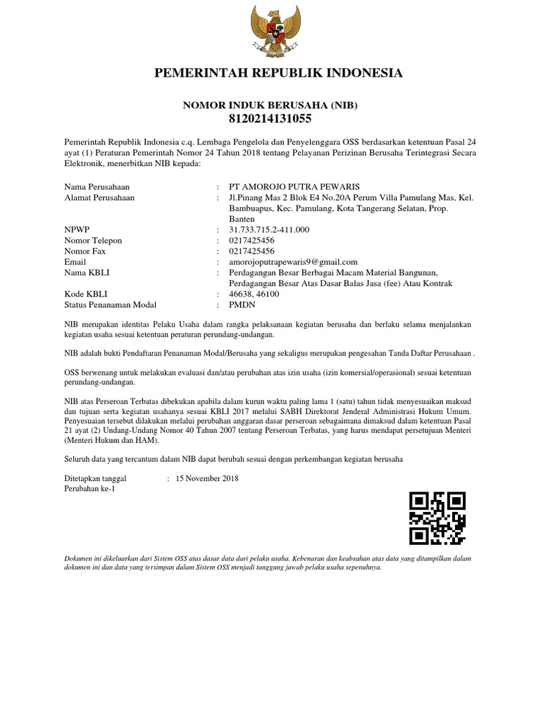 NIB - Pengganti TDP Siup | PDF