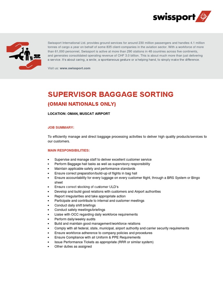 Supervisor Baggage Sorting | PDF | Baggage | Oman