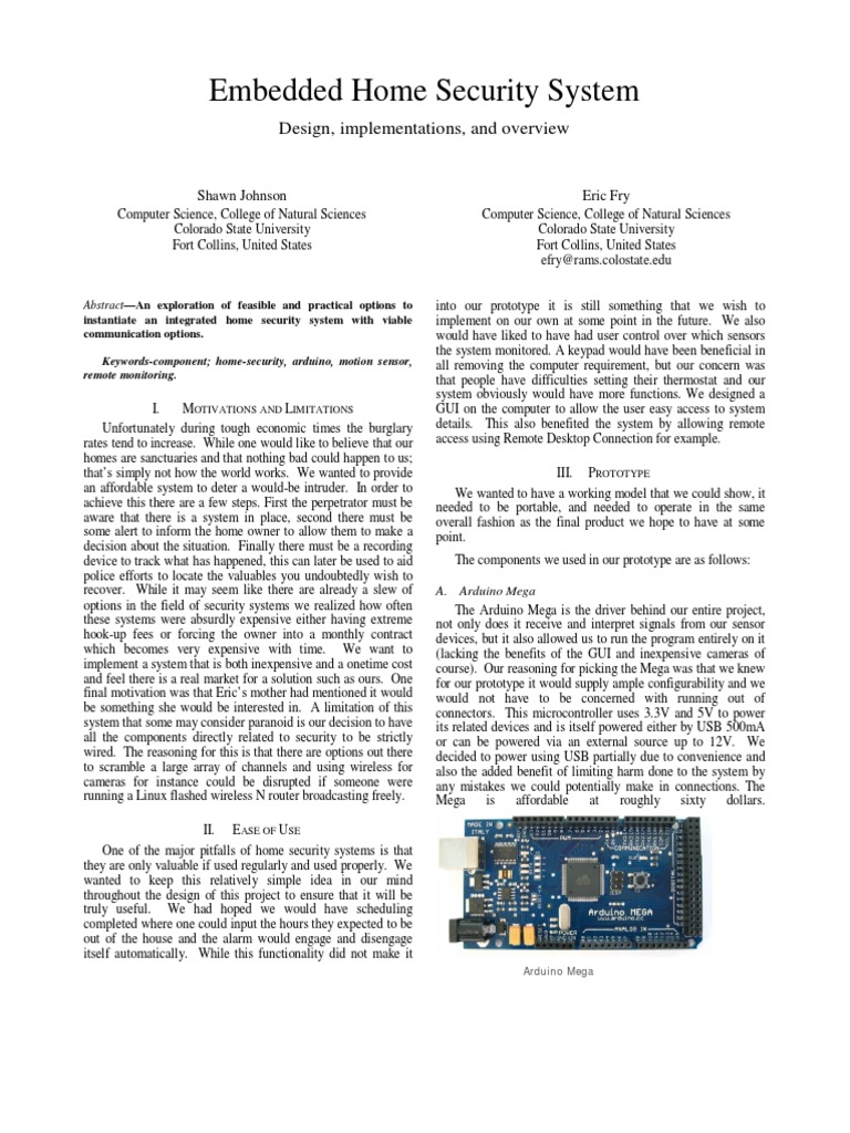 Embedded Home Security System: Design, Implementations, and Overview ...