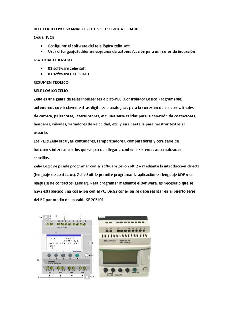 Programación de Zelio Soft en Ladder | PDF | Controlador lógico programable | Relé
