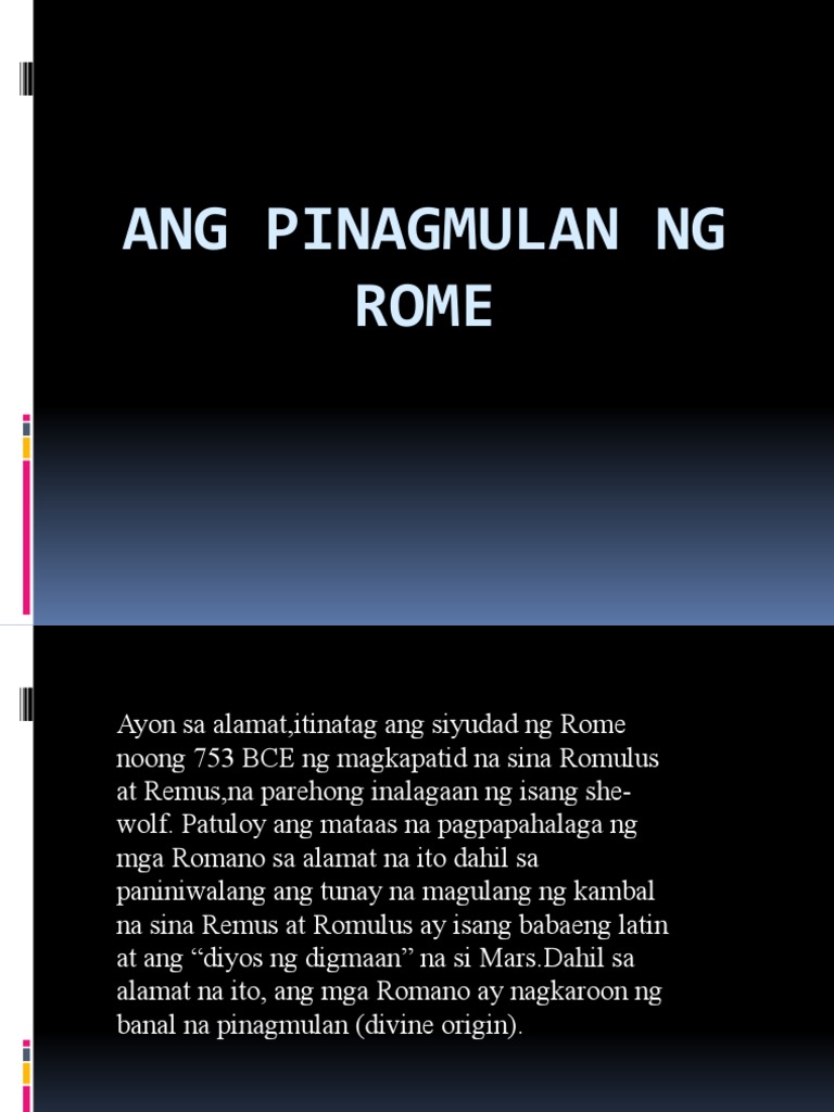 Ang Pinagmulan NG Rome | PDF