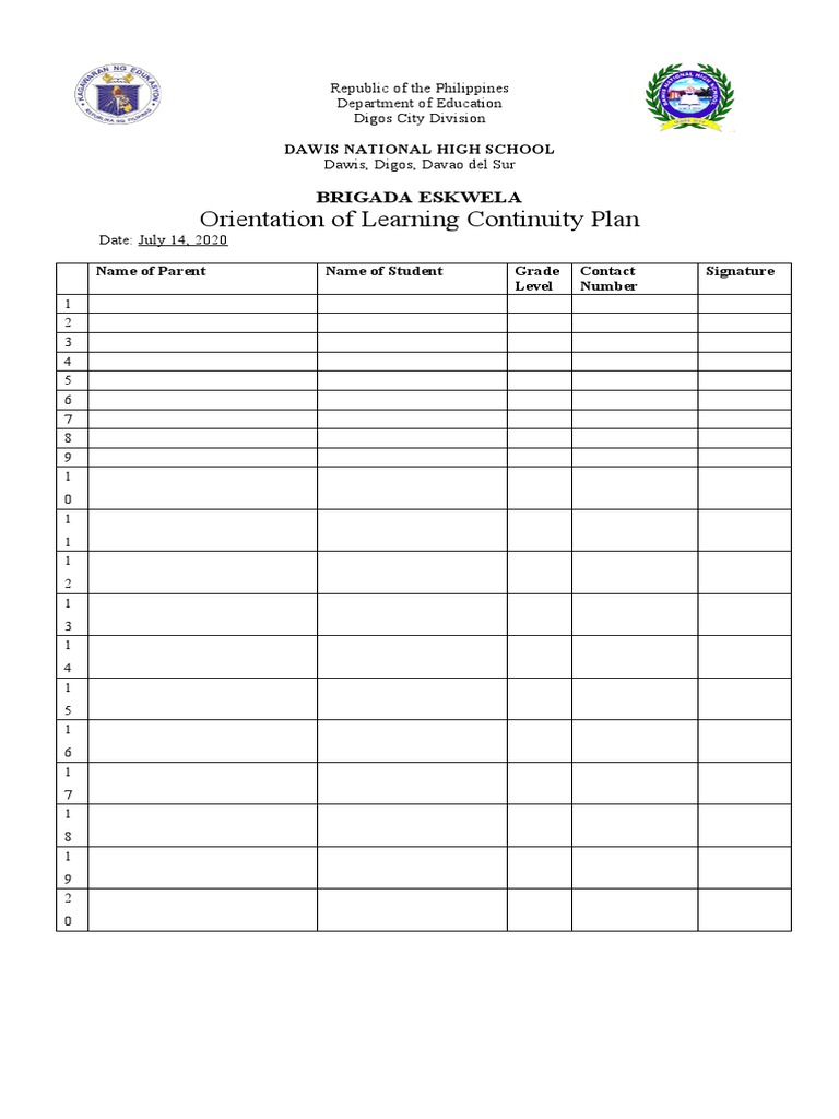 Brigada Eskwela Orientation 2020 | PDF