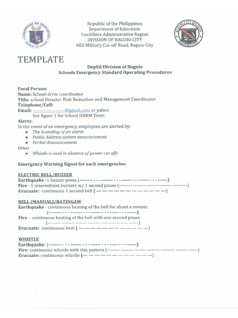 DepEd Division of Baguio School Emergency Standard Operating Procedures ...