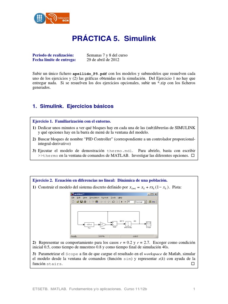 Practica 5 Simulink-5156 PDF | Descargar gratis PDF | Matlab | Matriz (Matemáticas)