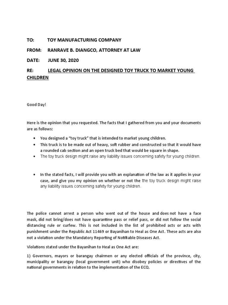 Sample Legal Opinion | PDF | Arrest | Crime & Violence