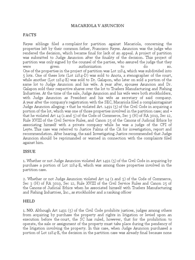Macariola V Asuncion | PDF | Judiciaries | Judge