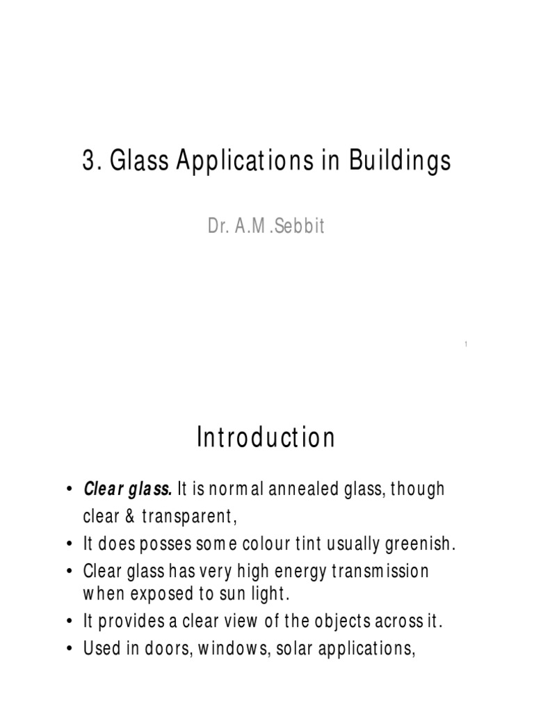 3.glass Applications in Building | PDF | Heat Transfer | Glasses