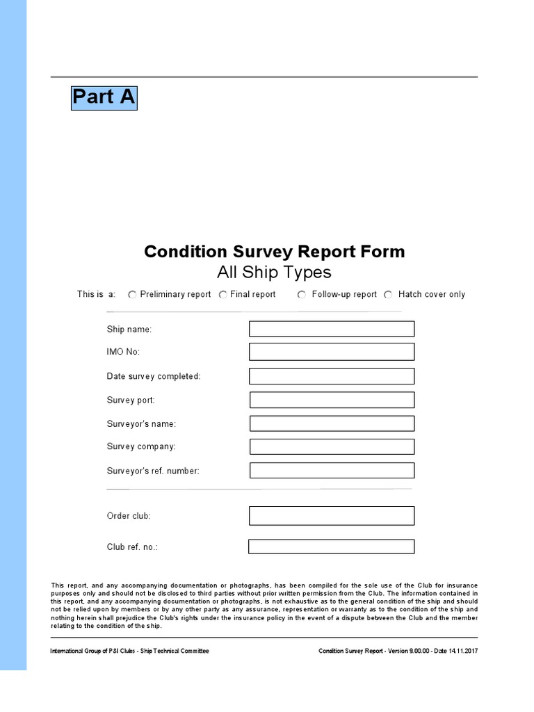 Part A: Condition Survey Report Form | PDF | Cargo | Shipping