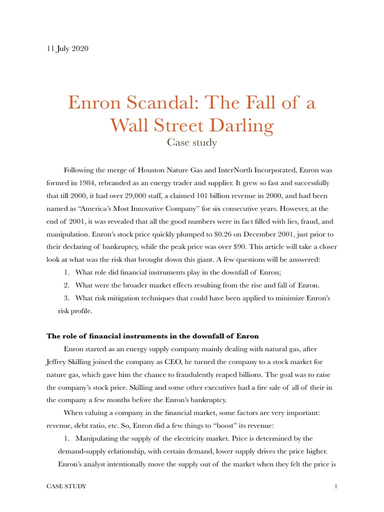 Enron Scandal: The Fall of A Wall Street Darling: Case Study | PDF ...