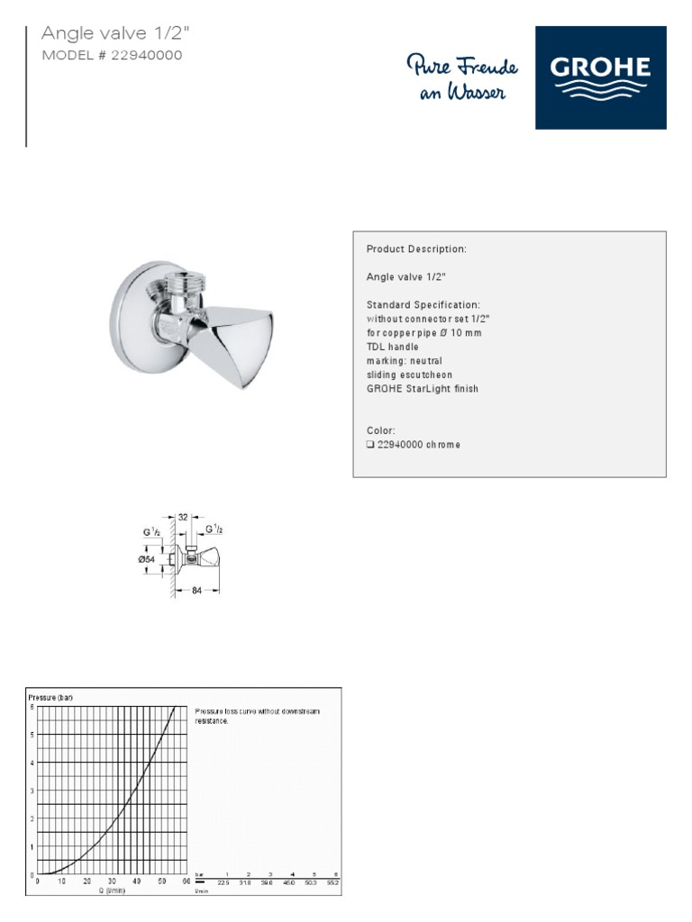 GROHE Specification Sheet 22940000 | PDF