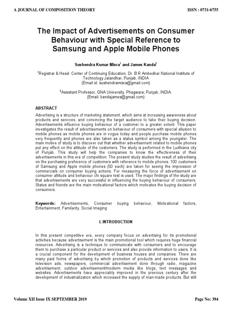 The Impact of Advertisements On Consumer Behaviour With Special ...